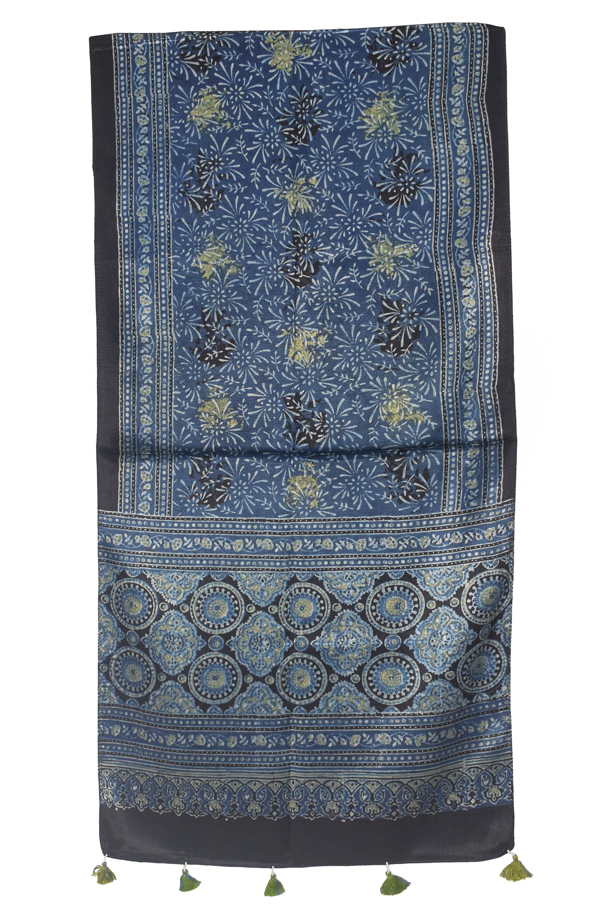 Ajrakh Mashru Silk Stole- Natural Dye Hand Printed Women's Ethnic Wear ...